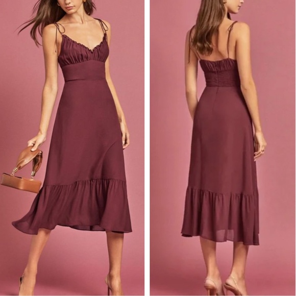 Reformation | Dresses | Reformation Embry Midi Dress Plum Wine Burgundy ...